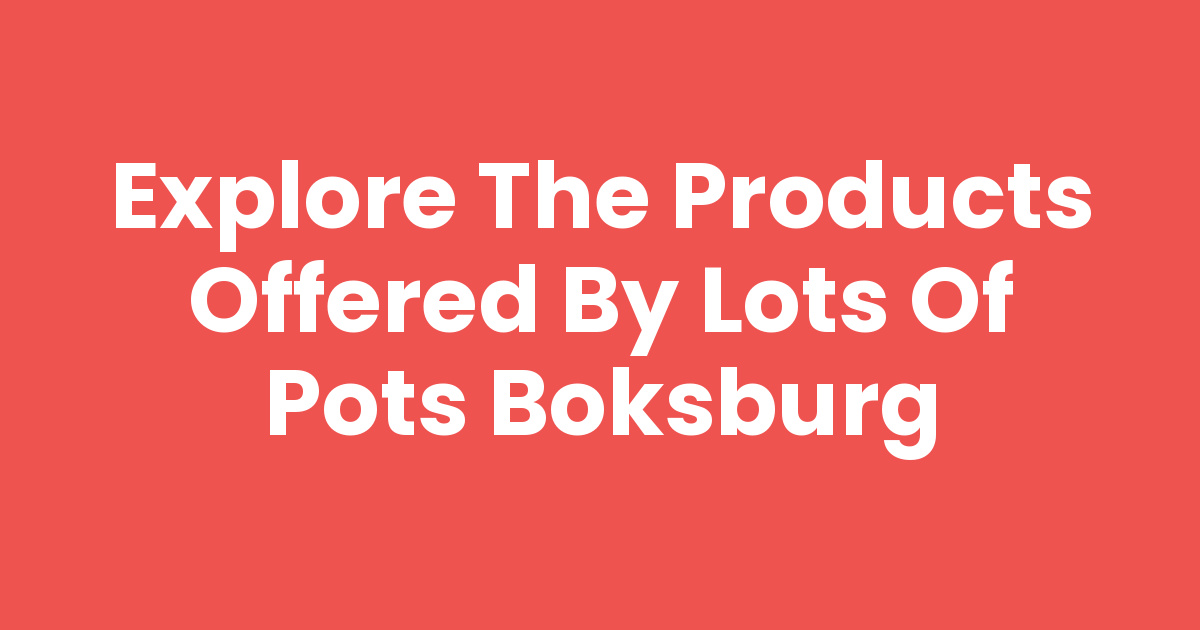 Explore the Products Offered By Lots Of Pots Boksburg