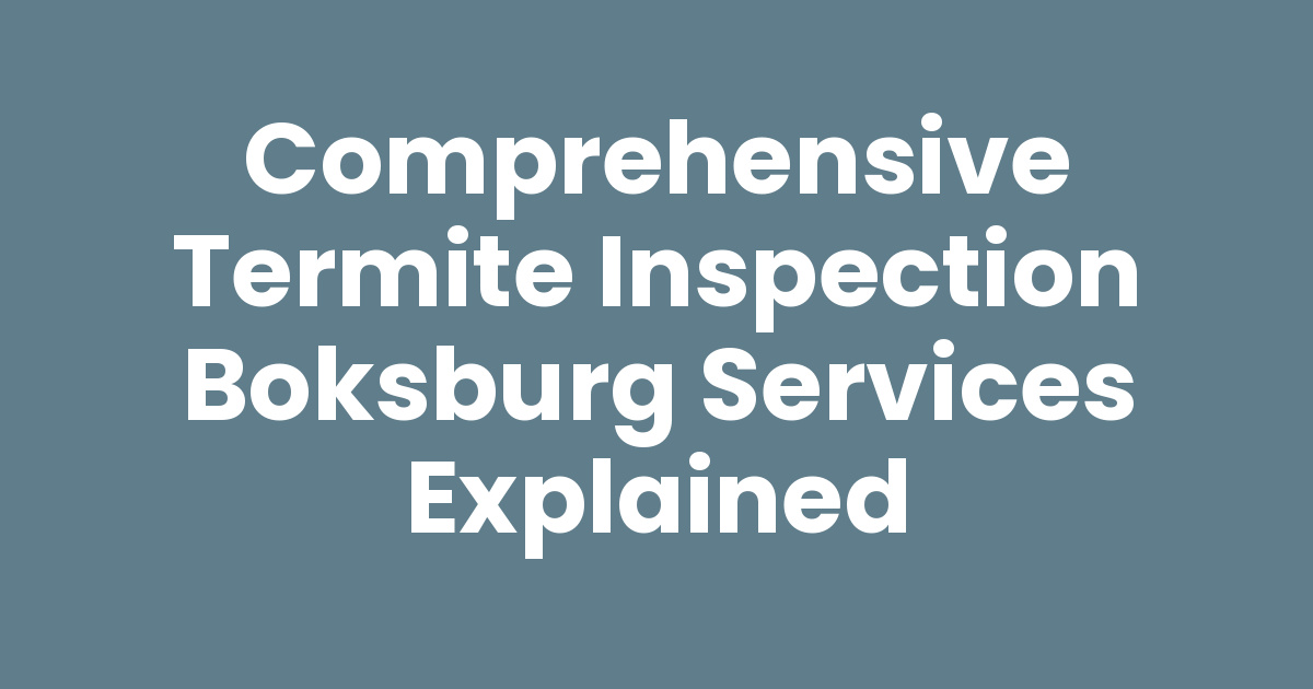 Comprehensive Termite Inspection Boksburg Services Explained
